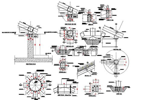 Roofing Structure Detail 2d View Cad Structural Block Layout File In Dwg Format