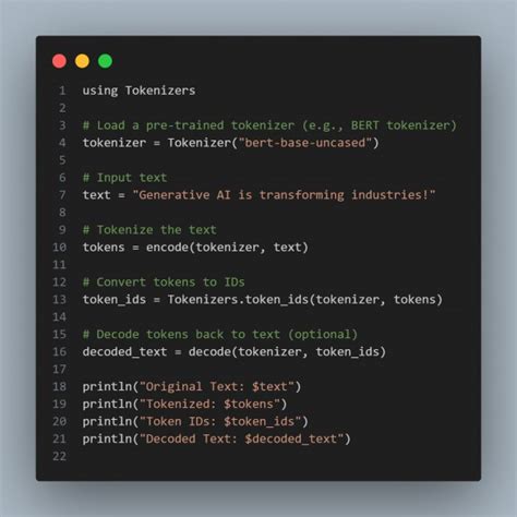 how can i tokenize text for generative models using tokenizers jl