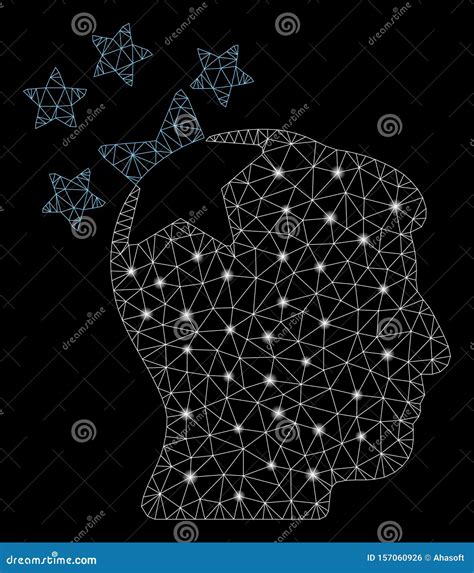 Flare Mesh Wire Frame Stars Hit Head With Flare Spots Stock Vector
