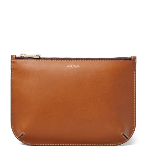 Womens Aspinal Of London Brown Large Leather Ella Pouch Harrods CountryCode