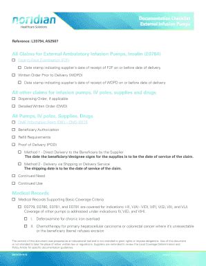 Fillable Online Documentation Checklist External Infusion Pumps