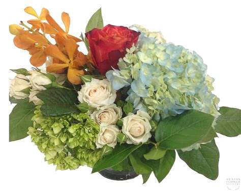 Blue And Orange Complement Austin Flower Delivery