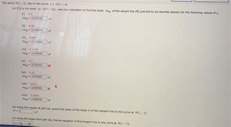 Solved The Point P5 3 Lies On The Curve Y 3 4 X A Chegg