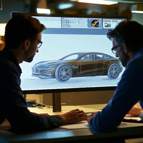 Engineers Designing New Car Models Using Advanced Cad Software