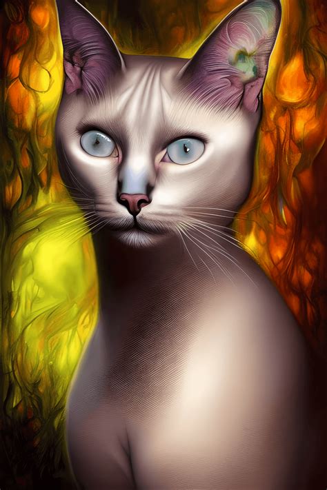 Siamese Cat Portrait Intellectual Art · Creative Fabrica