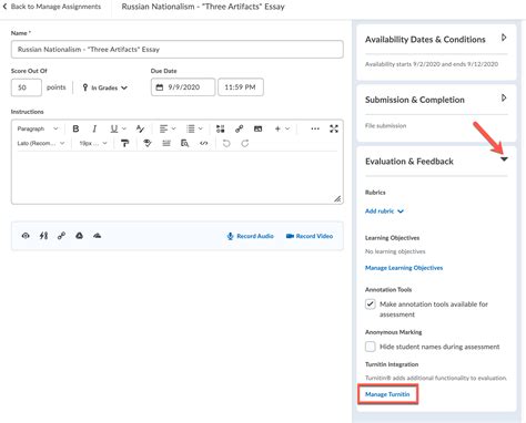 Enabling Turnitin On An Assignment Brightspace Vanderbilt University