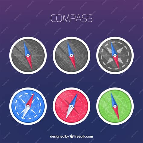 Free Vector Flat Compass Set Of Six