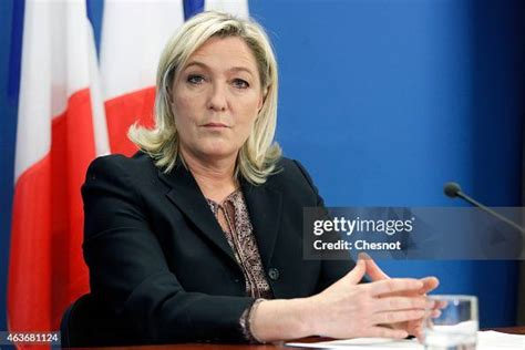 Frances Far Right National Front Party President Marine Le Pen Holds