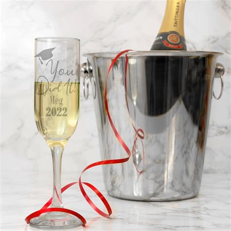 Personalised Engraved Graduation Champagne Flute Glass Graduation