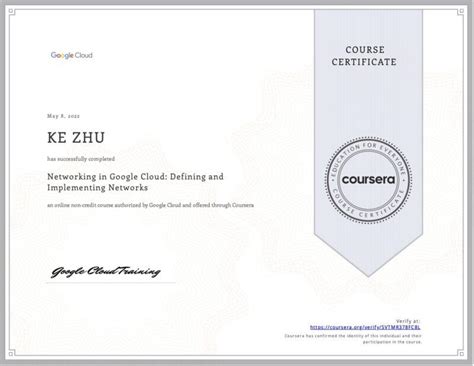 Defining Implementing Networks In Google Cloud My Course Certificate From Coursera