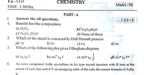 AlexMaths Th Chemistry First MidTerm Question Paper English Medium