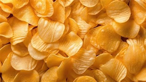 Texture Of Snack Time Top View Of Deliciously Crispy Potato Chips