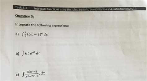 solved integrate the following expressions a