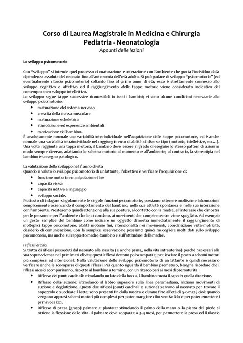 Pediatria Per Medicina E Chirurgia Appunti Di Pediatria Docsity