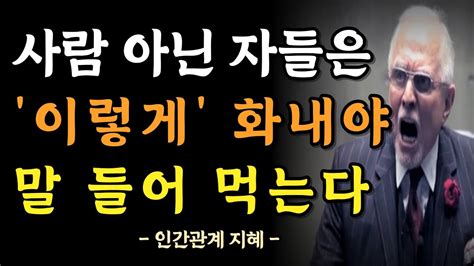 화를 낼 때 제대로 내야하는 이유 인간 같지도 않은 사람은 이렇게 혼내라 화를 다스리는 지혜 명언 조언