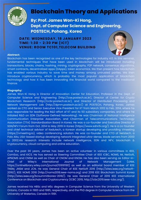 A Special Seminar On Blockchain Theory And Applications Asian Institute Of Technology