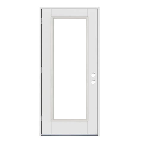 Jeld Wen Full Lite Clear Glass Right Hand Outswing Primed Fiberglass