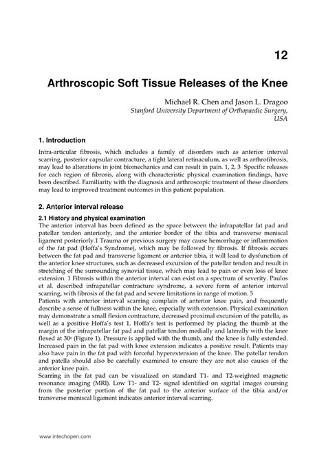 Arthroscopic Soft Tissue Releases Of The Knee Docslib