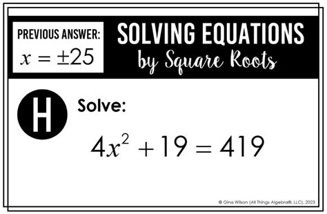 Solving Equations By Square Roots Scavenger Hunt All Things Algebra