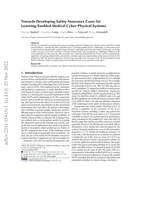 Pdf Towards Developing Safety Assurance Cases For Learning Enabled Medical Cyber Physical Systems