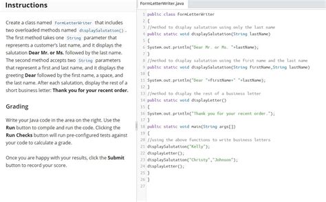 solved instructions formletterwriter java create a class