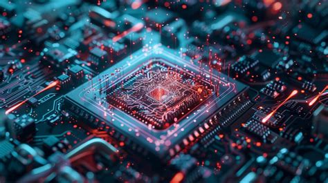 Closeup View Of Quantum Computing Processor Chip On Computer Circuit