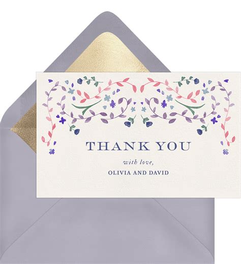 Romantic Garland Thank You Notes