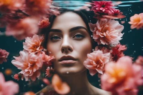 Premium Photo A Woman With Flowers In Her Hair And The Word Beauty Is