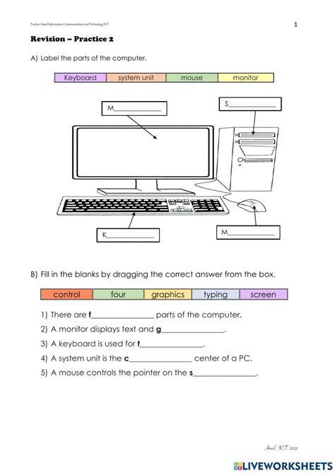 Parts Of The Computer Interactive Exercise For Kindergarten Live