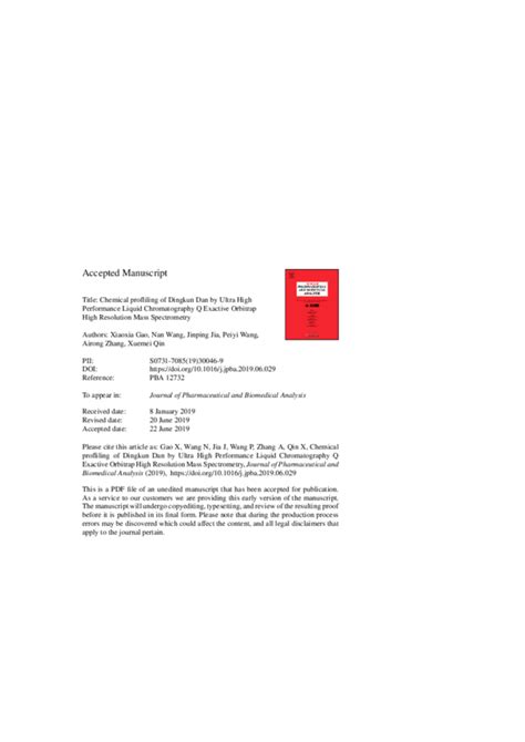 Pdf Chemical Profliling Of Dingkun Dan By Ultra High Performance Liquid Chromatography Q