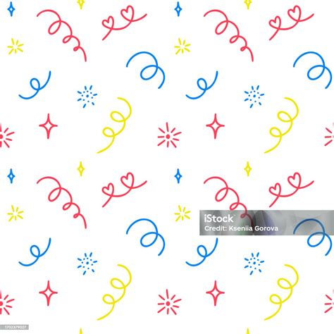 귀여운 라인 낙서 원활한 패턴입니다 유치한 구불구불한 디자인 아기 파티 장식입니다 휴일 및 크리스마스 장식 포장지 드로잉에 대한