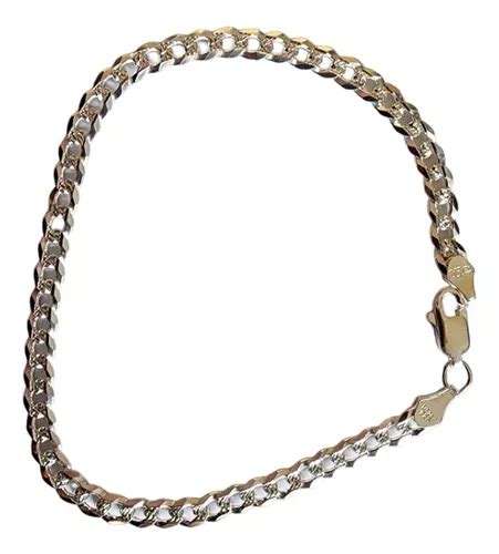 Esclava Barbada Diamantada Para Hombre De Plata 925 De 85g