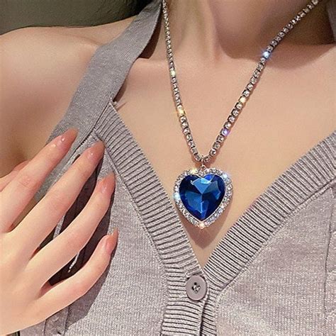 Blue Heart Necklace Etsy