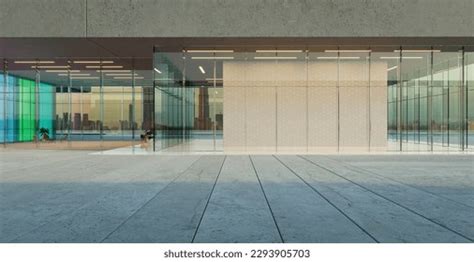 Modern Glass Wall Commercial Buildings Exterior Stock Illustration
