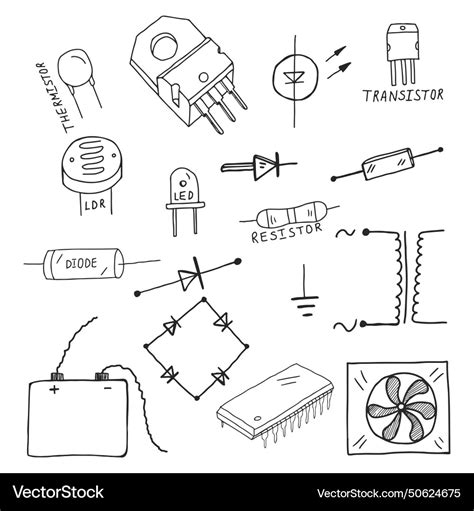 Set Of Details Microelectronics Circuits Vector Image