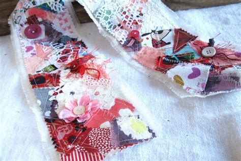 Embellished Textile Snippet Roll Scrap Collages For Crafts Junk Journal