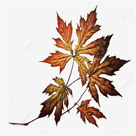 Maple Leaf Branch Dead Leaves Realistic Picture Maple Leaf Withered