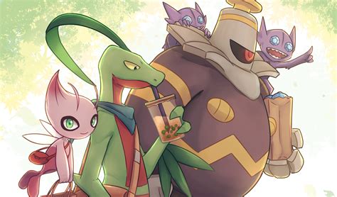 Celebi Sableye Dusknoir And Grovyle Pokemon And 2 More Drawn By