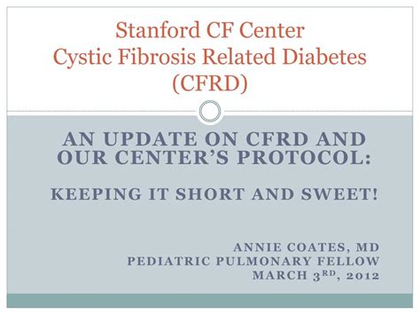 PPT Stanford CF Center Cystic Fibrosis Related Diabetes CFRD