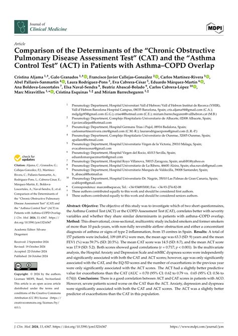 Pdf Comparison Of The Determinants Of The “chronic Obstructive Pulmonary Disease Assessment