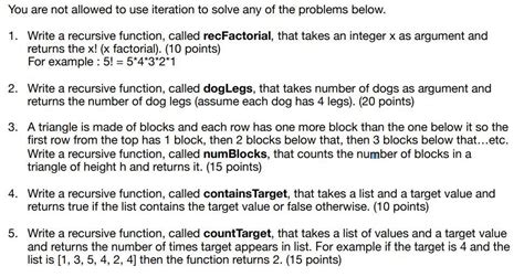 Solved 1 Write A Recursive Function Called RecFactorial Chegg
