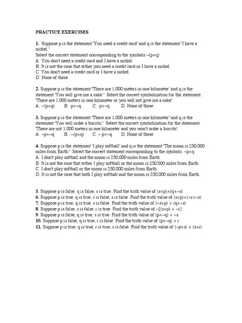 Logic Exercises Pdf Pdf Formalism Deductive Logical Expressions
