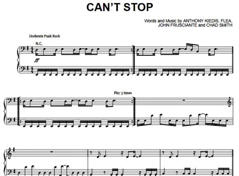 Red Hot Chili Peppers Cant Stop Free Sheet Music Pdf For Piano The