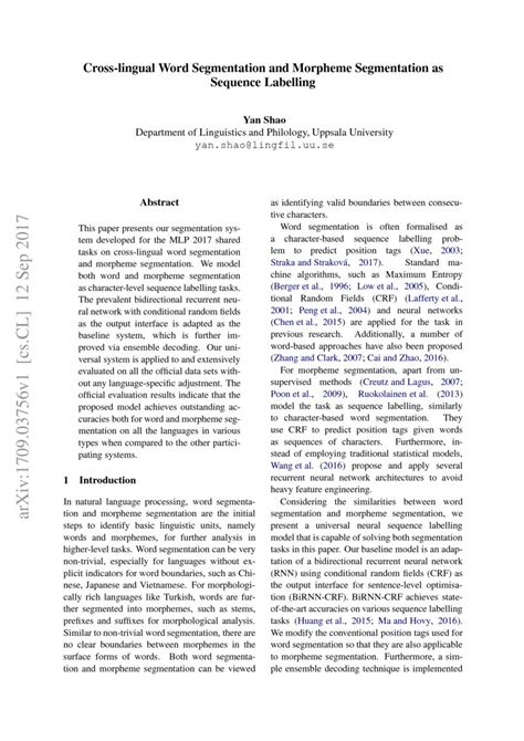 Cross Lingual Word Segmentation And Morpheme Segmentation As Sequence