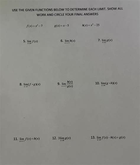 Solved Use The Given Functions Below To Determine Each