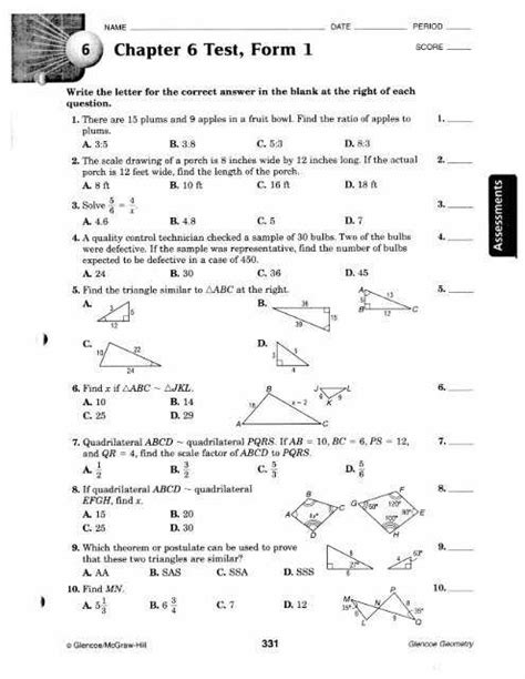 Unlocking The Answers Glencoe Geometry Chapter 2 Test Form 1 Answer Key