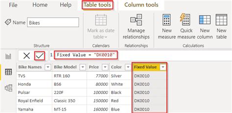 how to add column with a fixed value in power bi