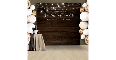 Rustic String Lights Wedding Backdrop Zazzle
