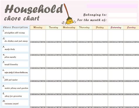 Printable Chore Charts With Pictures
