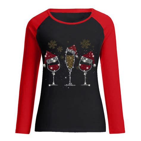 Aloohaidyvio Christmas Topswomens Christmas Printed Tops Long Sleeves